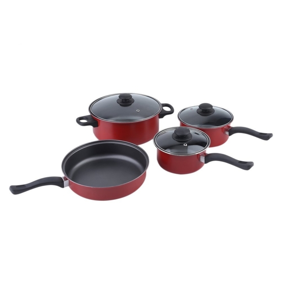 Cooking Basics | Kitchen | 7 Piece Non Stick Cookware Set Red | Poshmark